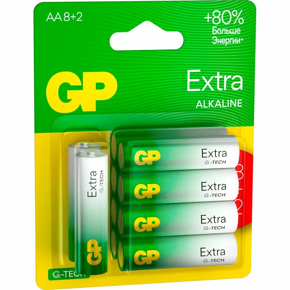 Батарейки GP АА пальчиковые алкалиновые Extra Alkaline, набор 10 шт (15AXA21-BC10) 15783879 — фото 1