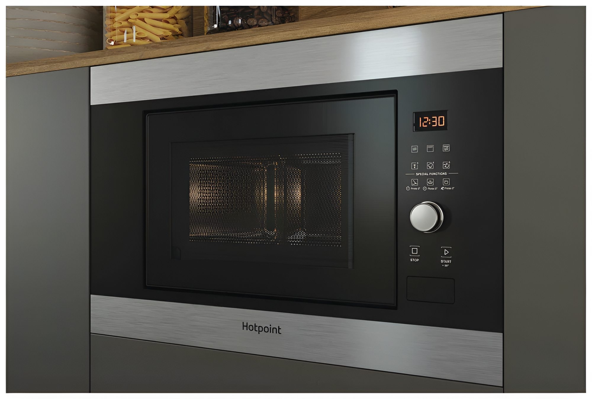 Микроволновая печь Hotpoint MF20G IX HA , встраиваемая, нержавеющая сталь, гриль