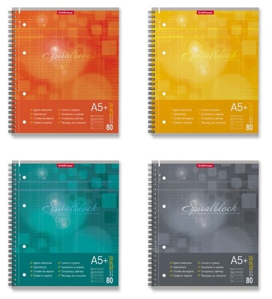 Тетрадь 80л. А5+ клетка на гребне ламин. Spiralblock, 60г/м2, 58417/226917