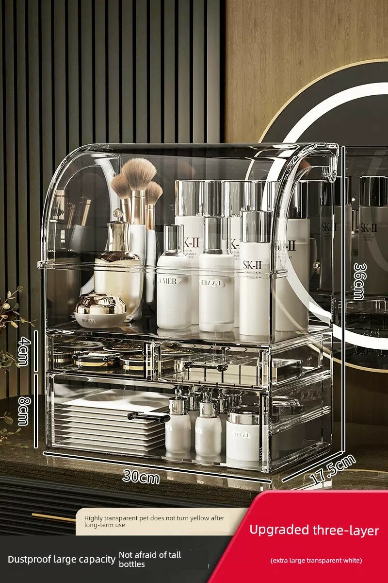 Элитный органайзер для косметики, пылезащитный, прозрачный, для туалетного столика, вместительная подставка для средств