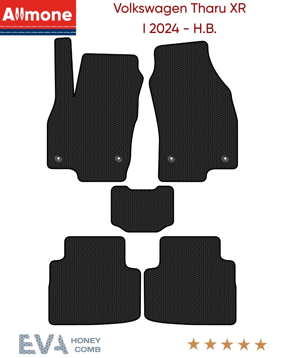 Eva сота коврики автомобильные для Volkswagen Tharu XR 1 (suv) 2024 - Н. В, черные, эва, 5шт / Фольксваген Тару ХР 1