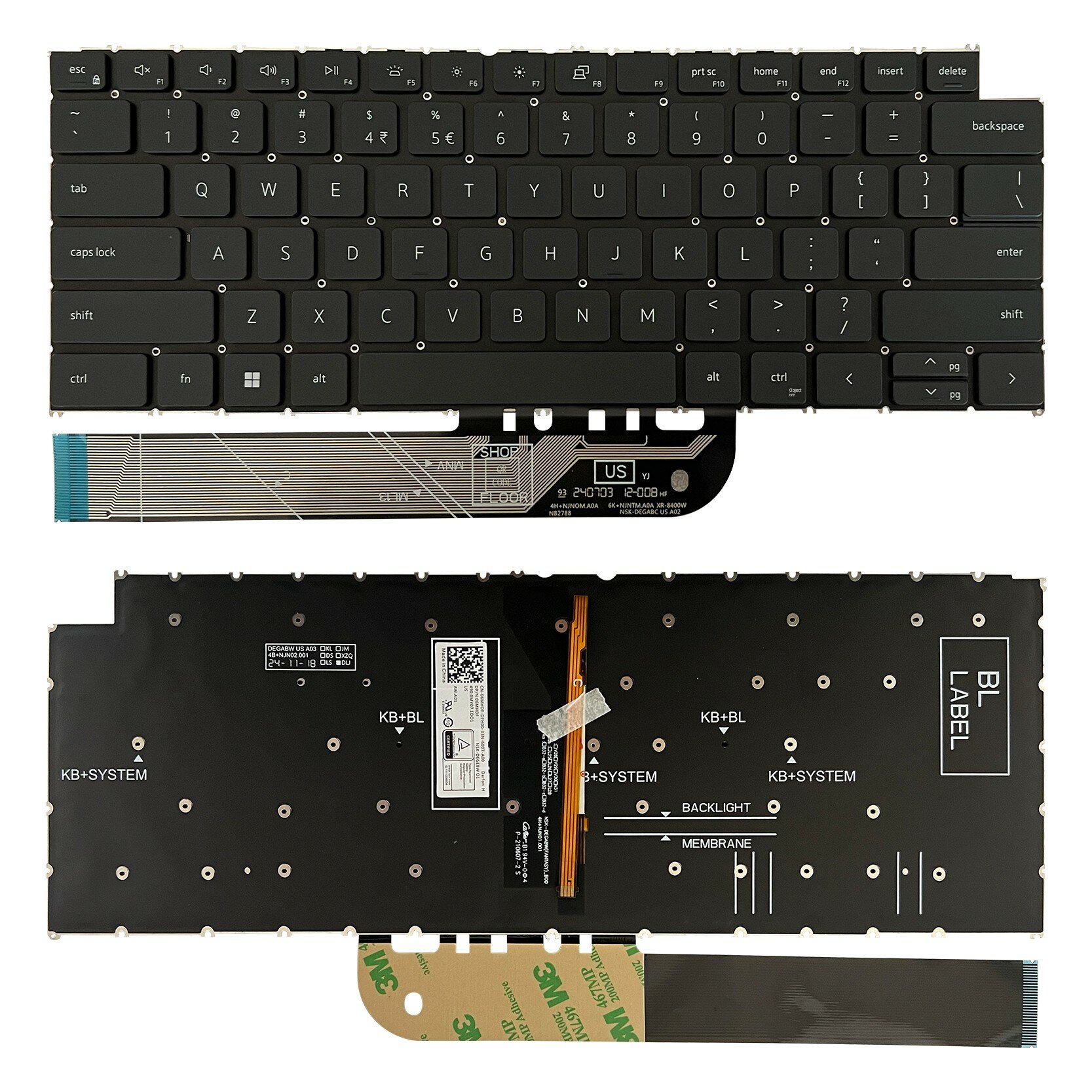 Подходит для клавиатуры Dell Inspiron 13 5310 5320 5410 5415 5418 P144G. Новая клавиатура с черной подсветкой.