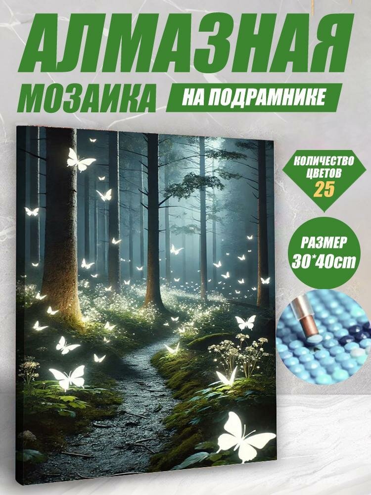 Алмазная мозаика на подрамнике картина Пейзаж Луны 30х40 см