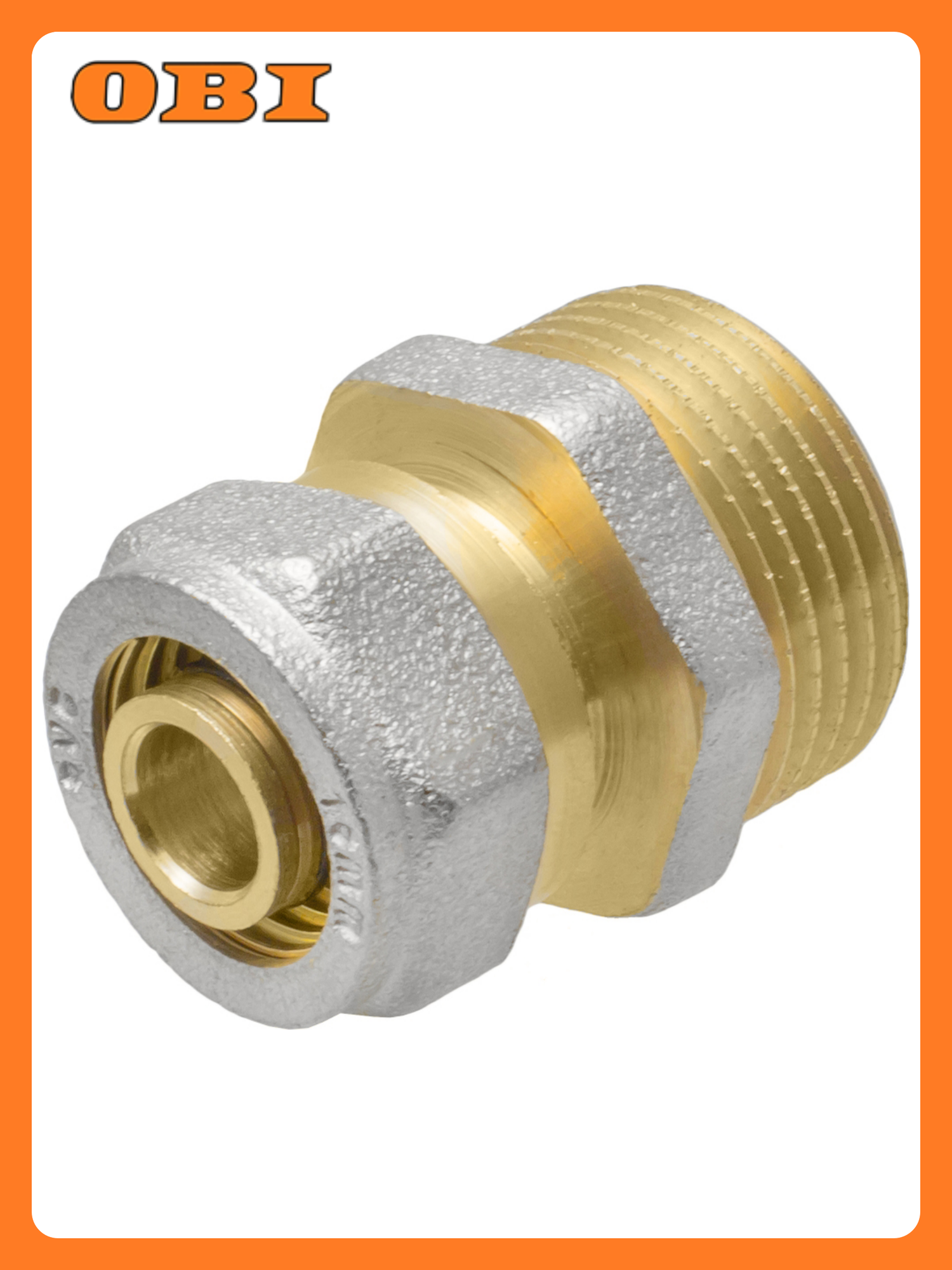 Соединитель Rvc 16 x 3/4", муфта, латунь, никелированный, 26 см