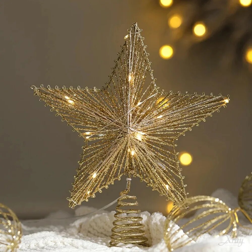 Золотой светодиодный верхушка на елку Natal Noel