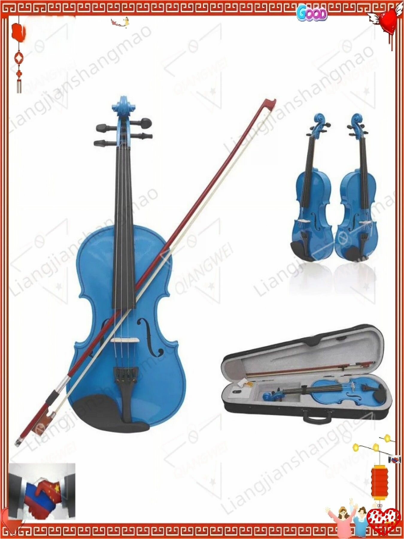 Китайская скрипка, размер скрипки 4/4, (полный комплект - футляр + смычок + канифоль)