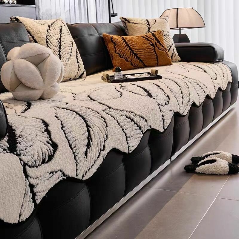 Плюшевая подушка для дивана осень-зима новая прямая рядная чехол для дивана легкая роскошь высококачественная утолщенная теплая кожаная подушка для сиденья дивана