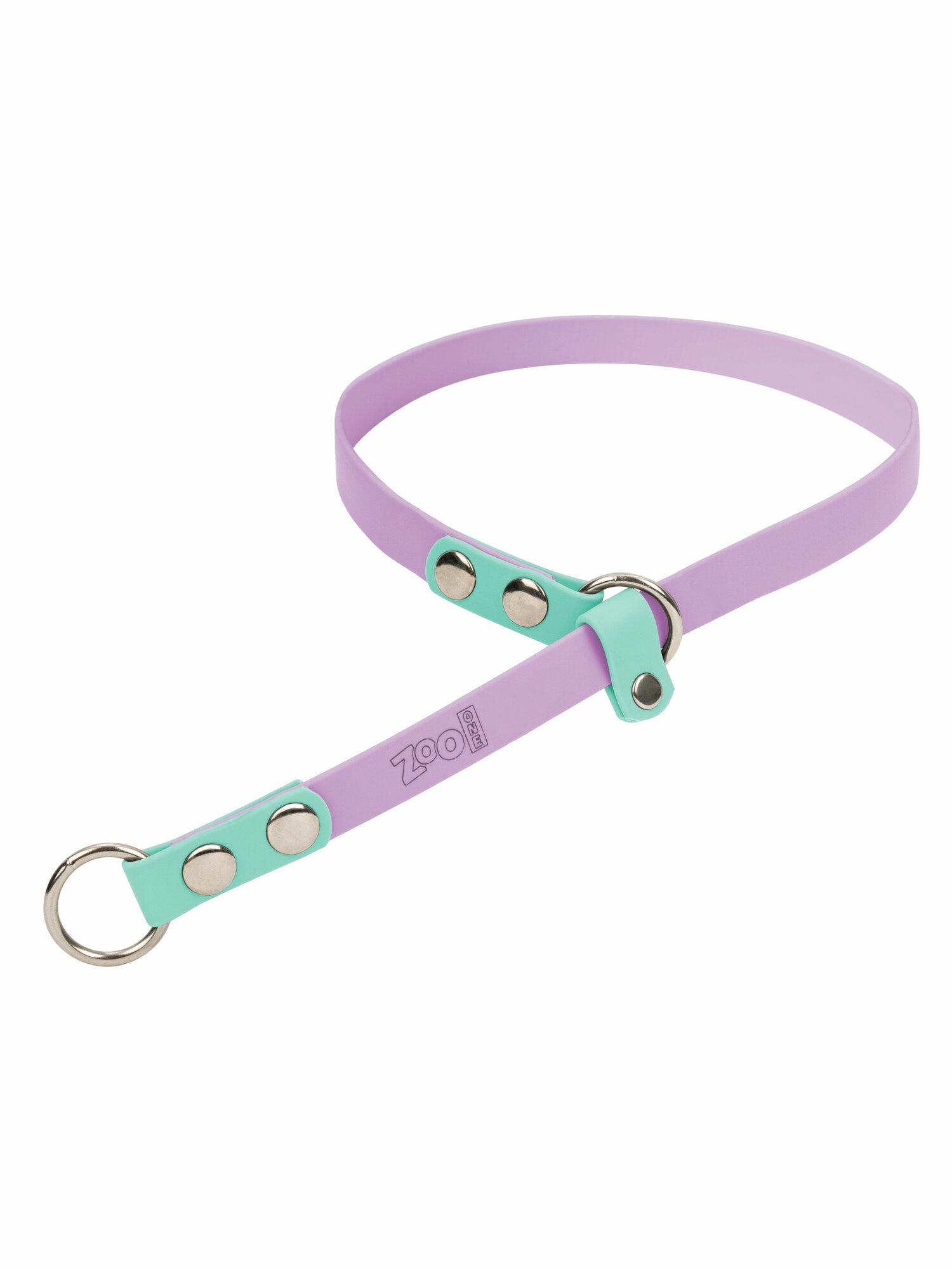 Ошейник-удавка для собак средних и крупных пород, биотан, ширина 15 мм, обхват шеи до 60 см, сиреневый+бирюзовый, ZooOne