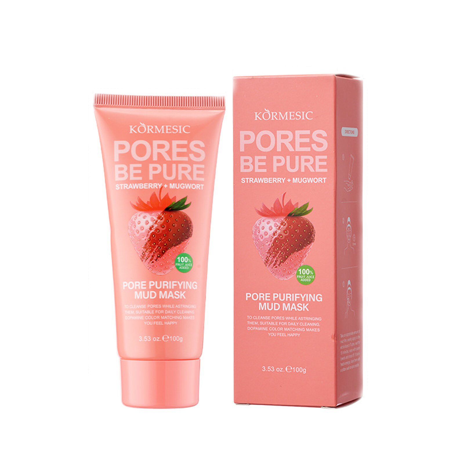PureFruit Pore Purifying Clay Mask на белом глине с экстрактом клубники для лица, против воспалений акне черных точек на носу, для жирной сухой комбинированной нормальной старой кожи, с ферментами, отбеливающими компонентами, по корейской технологии,