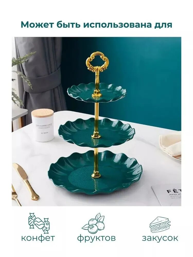 Фруктовница "Трехуровневая подставка; Подставка для фруктов; Скандинавский стиль; Десертная подставка; Сервировка стола; Праздничная подставка; Подставка для закусок; Многоярусная подставка; Пластиковая подставка; Подставка для орехов; Подставка для сладо