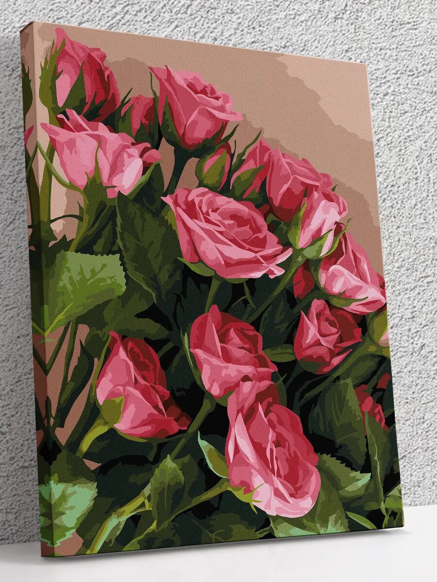 Картина по номерам на холсте с подрамником «Розы» 40х50, цветы, розы