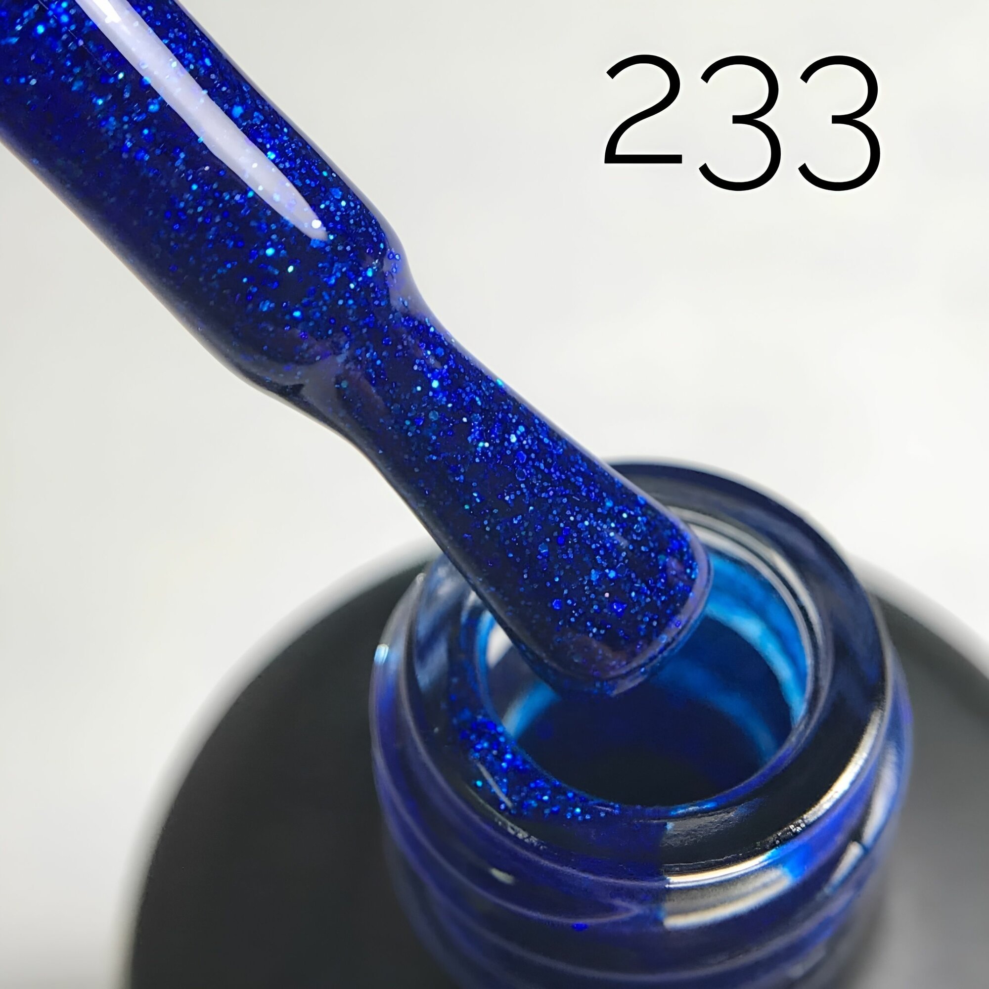 Sova De Luxe Гель-лак синий, мерцающий финиш, оттенок 233, 15мл.