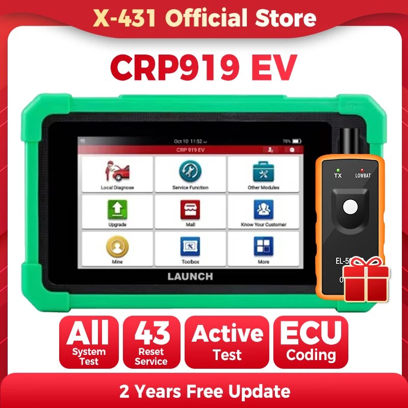 LAUNCH CRP919 EV Новая энергия Инструмент диагностики транспортных средств Электромобили Диагностика сканера Автомобильное сканирование 2-летнее бесплатное обновление EU RU Version