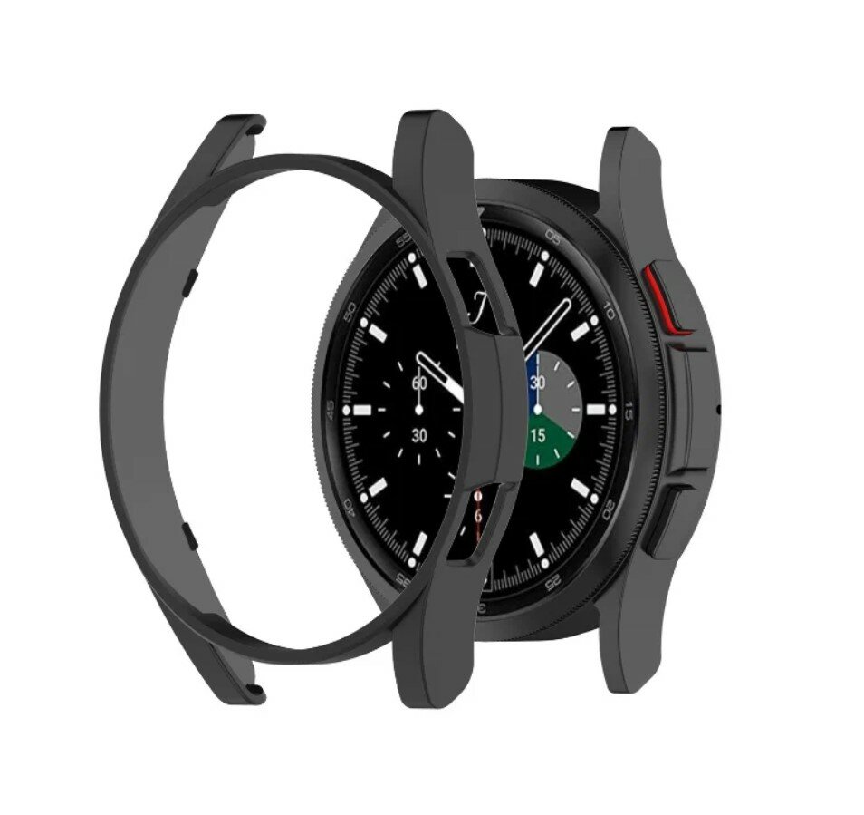 Защитный бампер-чехол из прочного силикона для Samsung Galaxy Watch 4 Classic 42мм с противоударными свойствами, черный