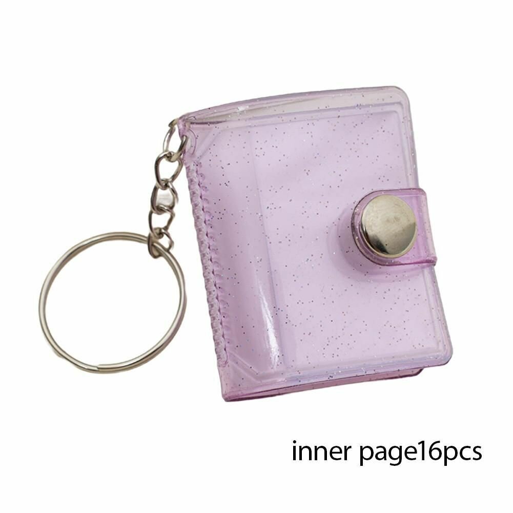 Брелок для ключей на кольце Мини-фотоальбом на 16 фото : Прозрачный блеск , 3.5 2.5 см