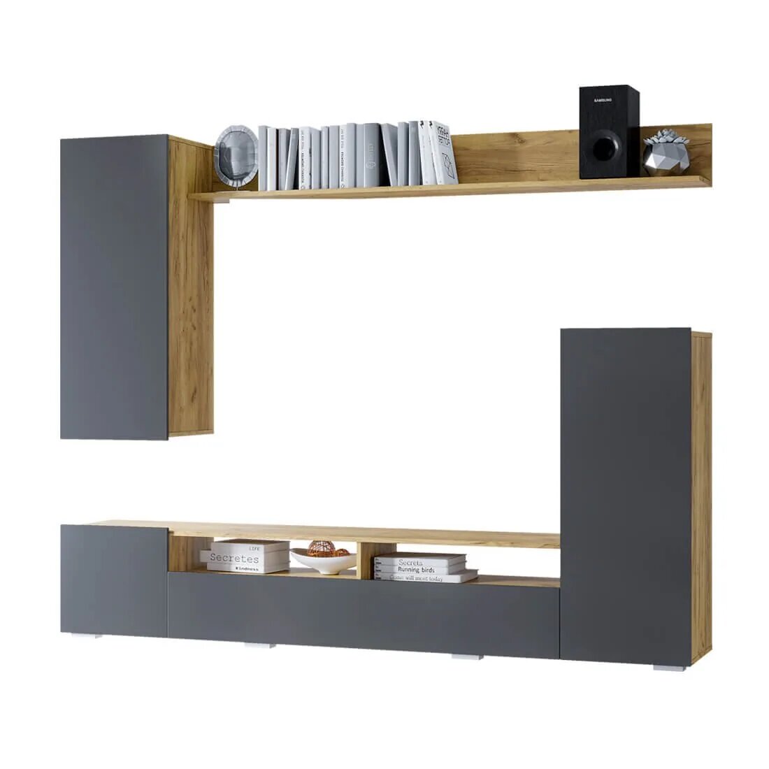 Гостиная «Диаманд» ЛДСП (Крафт/Графит) 213х37х168