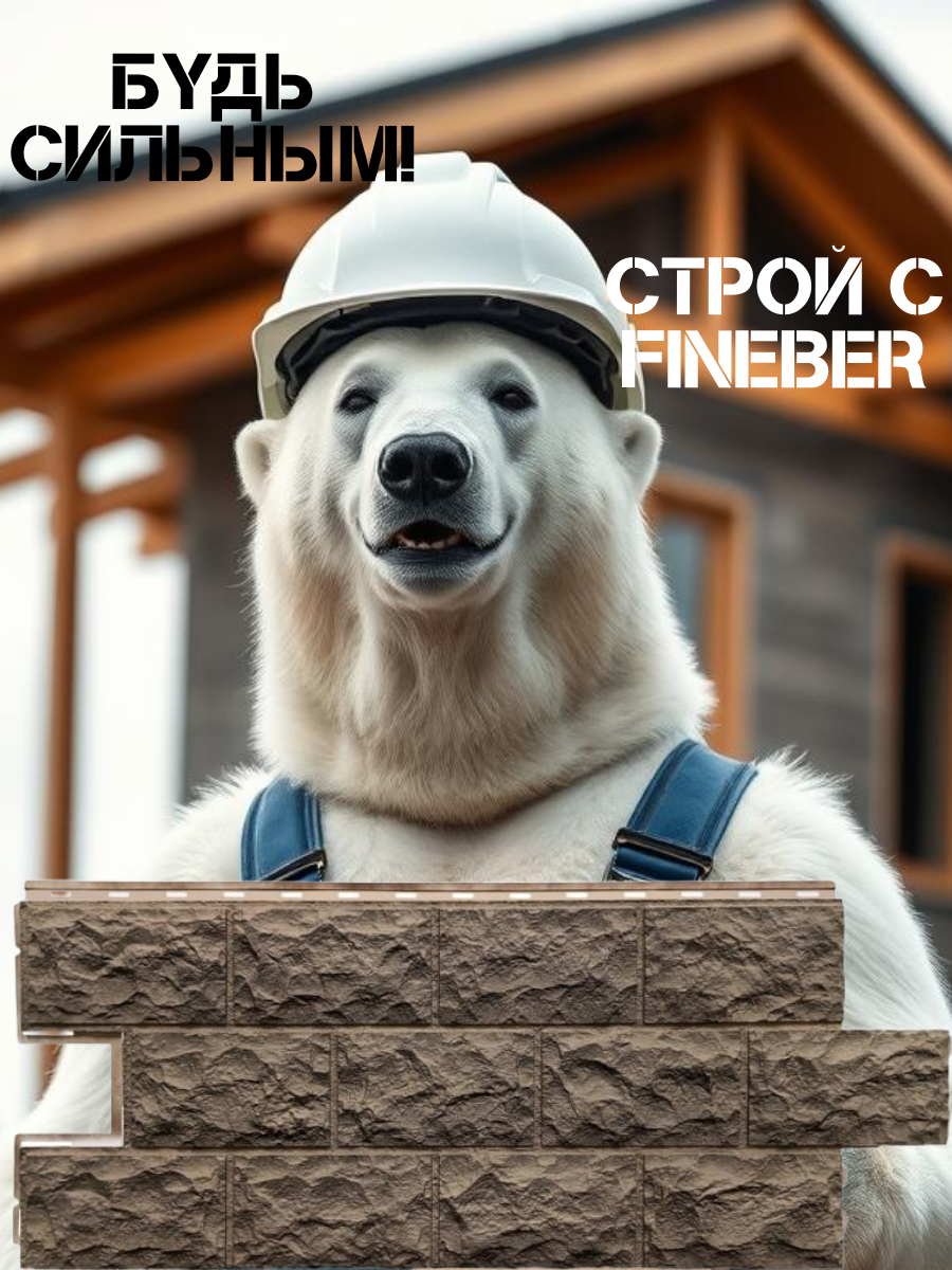 Фасадная панель камень Доломит дачный, цвет дымчатый, полипропилен, 8 шт