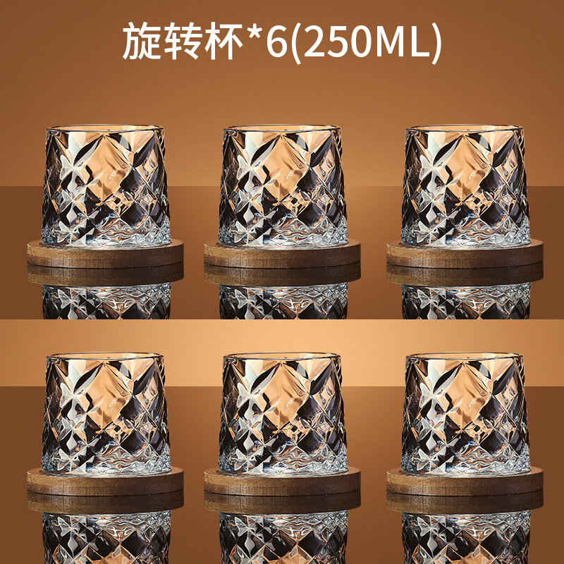 Bangbeibei толстое цветное стекло креативная вращающаяся рюмка для виски ручная роспись кружащаяся чашка с деревянным поддоном декомпрессионная чашка