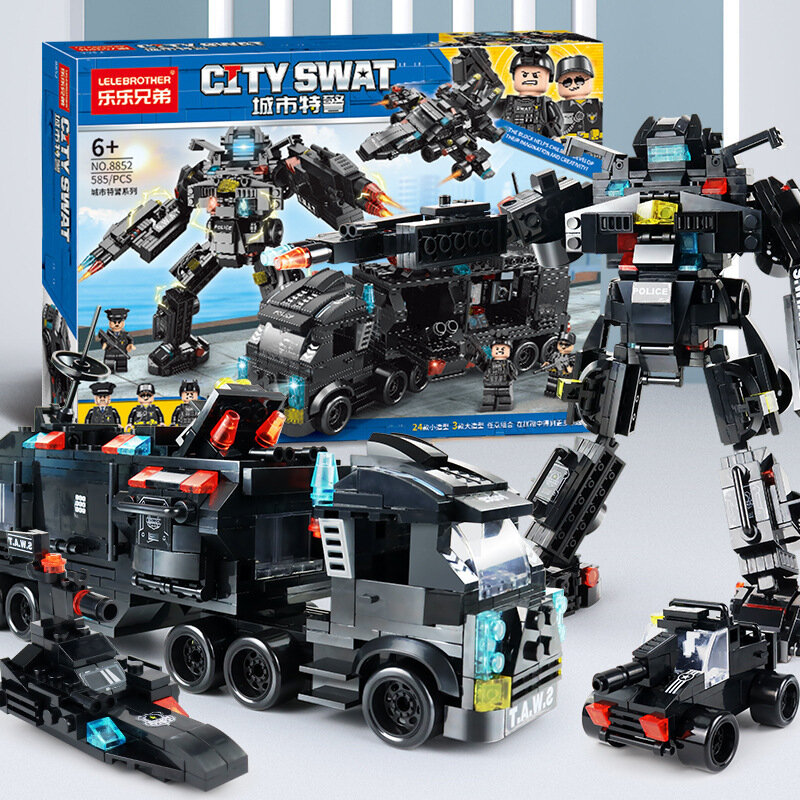 Lele Brothers 8839 City SWAT Transforming Robot Military Aircraft Compatible Lego Toy Male Gift 8852 city special police из прочного пластика для подростков 7-14 лет вес 0.5 кг с когнитивными домино для творчества и обучения
