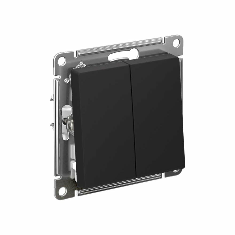 2-клавишный выключатель Systeme Electric ATLASDESIGN сх.5, 10АХ, мех, быстрозажим. клем, Карбон ATN001051S