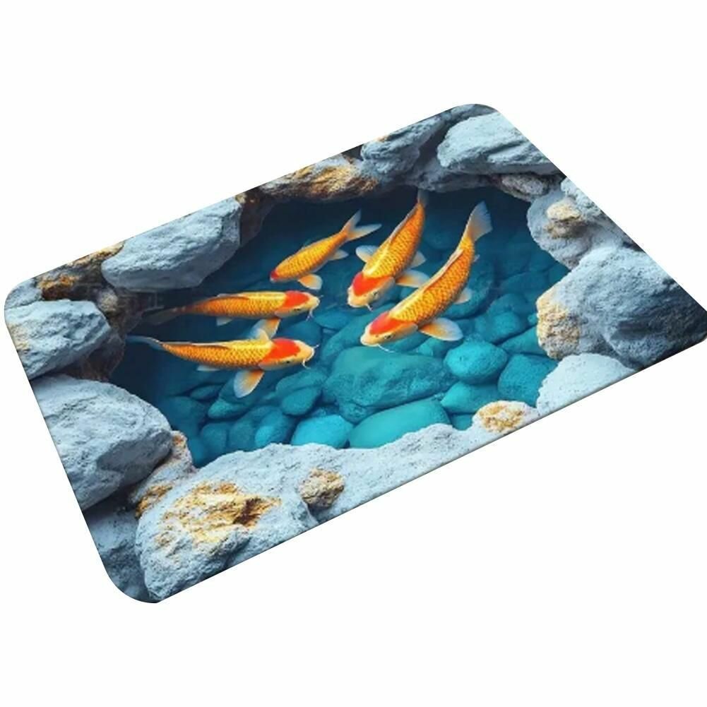 Коврик придверный Узор из рыб и пруда