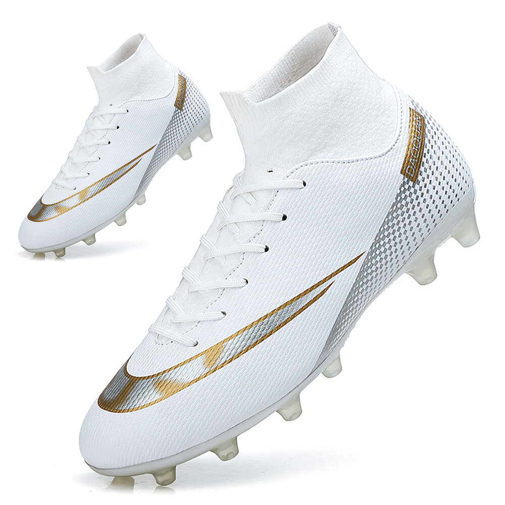 Футбольные бутсы для тренировки и игр в футбол, для молодежи и мужчин, внешнего и внутреннего использования, дышащие, антискользящие, с шипами, цвет черный/белый/синий, материал ПВХ+резина, размеры EU 39/40/41/42/43/44, US 6/7/8/8.5/9.5/10, 1 пара