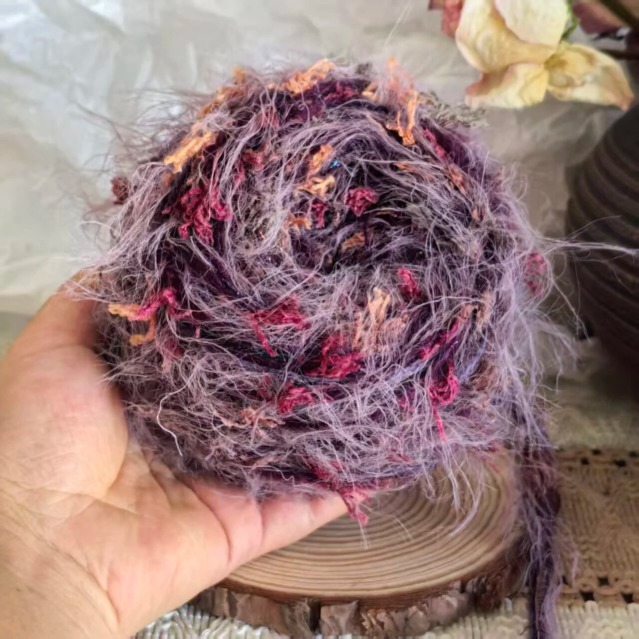 Смешанная пряжа полиэстер/акрил 50г для вязания Фиолетовый, 16-50g