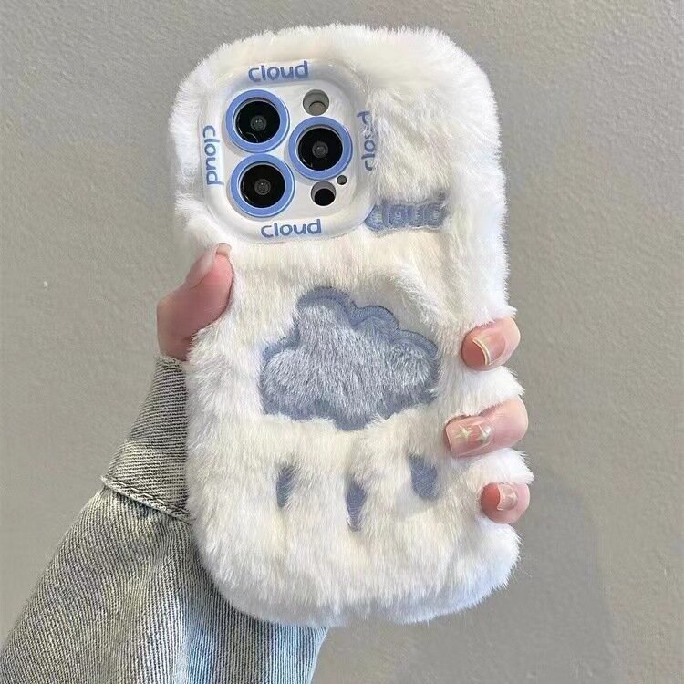 Подходит для iPhone 17 Pro Max, плюшевый чехол для телефона, милый розовый поросенок, Apple 16, мультяшное облако, ударопрочный защитный чехол