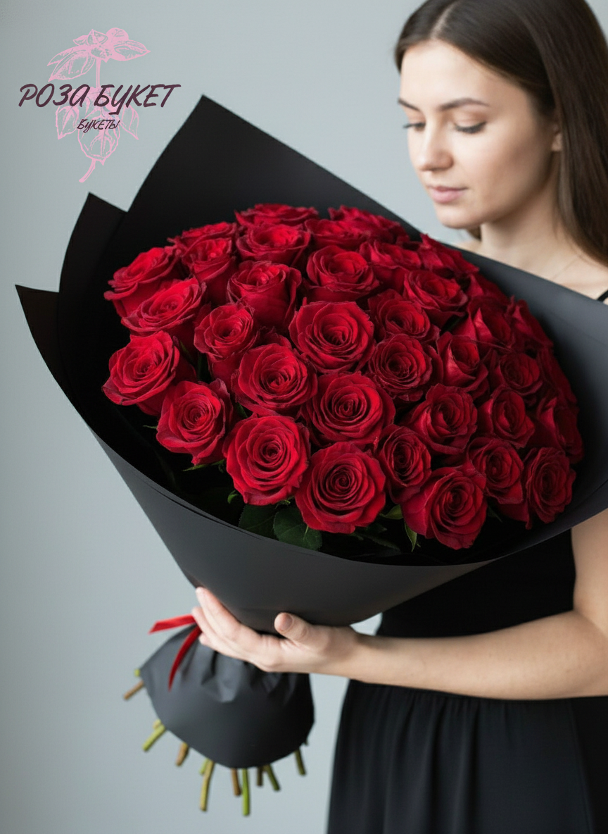 Букет цветов, букет из красных роз 51 шт 70 см, красивый букет цветов, премиум цветы, премиум букет, долгий букет