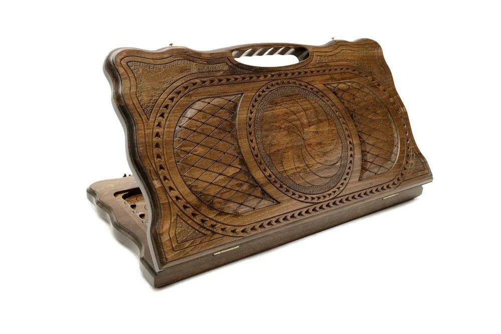 Нарды и шашки резные Спираль 51 х 54 см бук Армения 62671 Haleyan