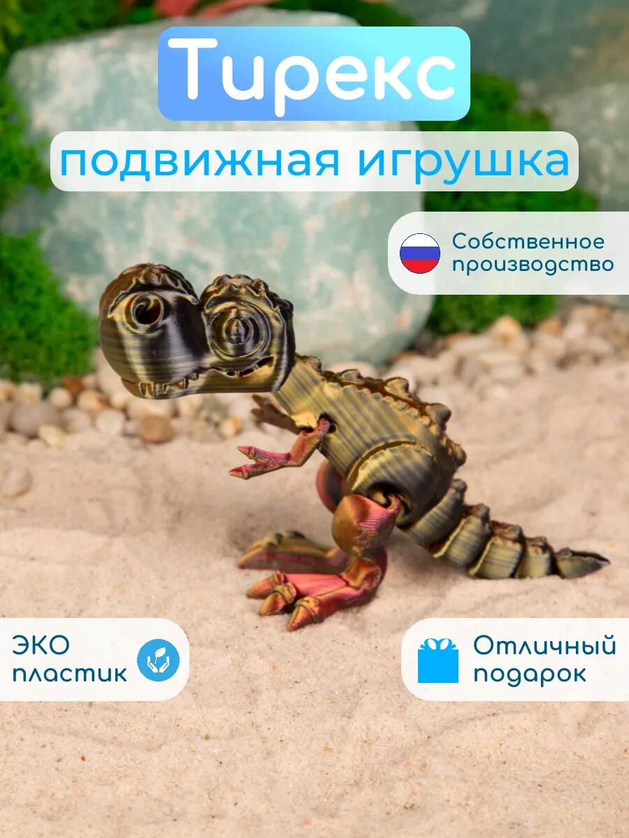 Динозавр Тираннозавр Тирекс подвижный 3D игрушка антистресс