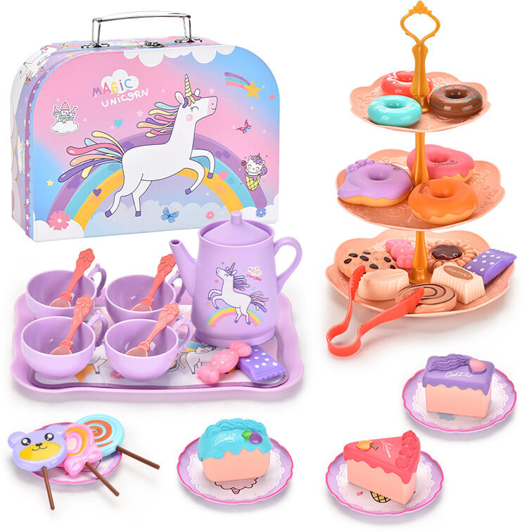 Игрушечный набор для чаепития, имитация послеобеденного чаепития, детский стол для тортов и десертов, кухонный набор для чаепития, подарочная коробка для девочек