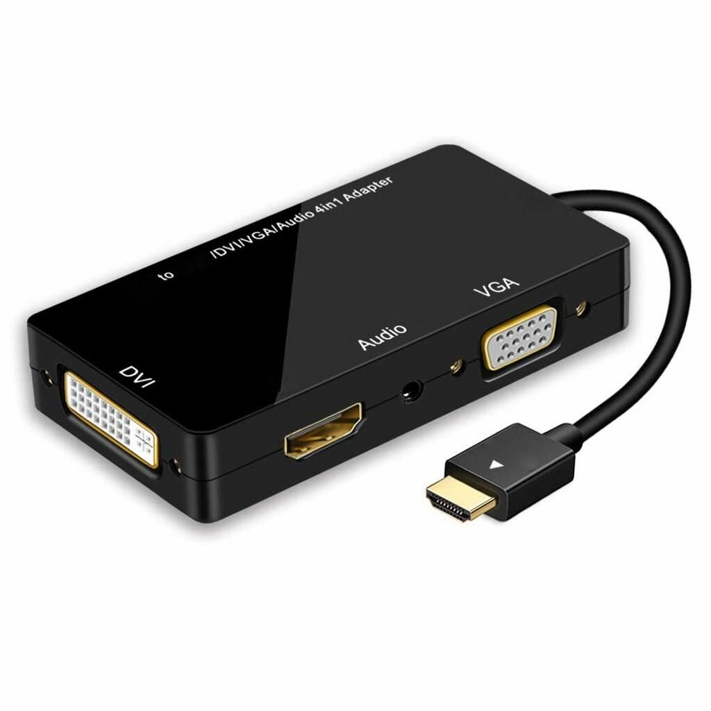 4-в-1 мини адаптер Thunderbolt на HDMI/DVI/VGA с аудиовыходом, Черный