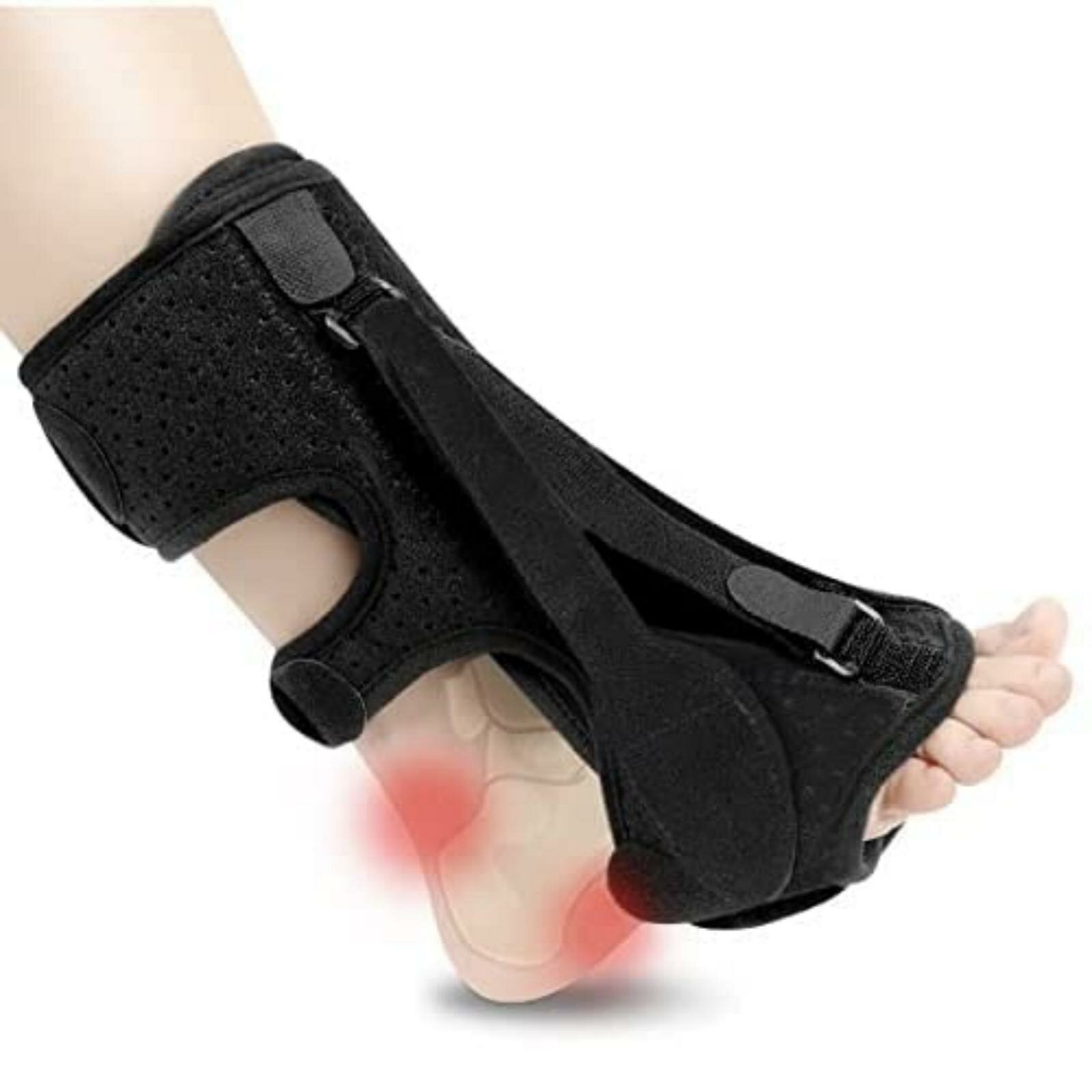Plantarnaya fasciit splint nochnyy, podemnaya obruchka ot plantarnoy fasciita, 3 reguliruyemykh remnya, ustranenie plantarnoy fasciita, padayuschaya stopa, ahillov tendinit, den i noch, chernyy, material hlyab, dlya vzroslykh, stopa