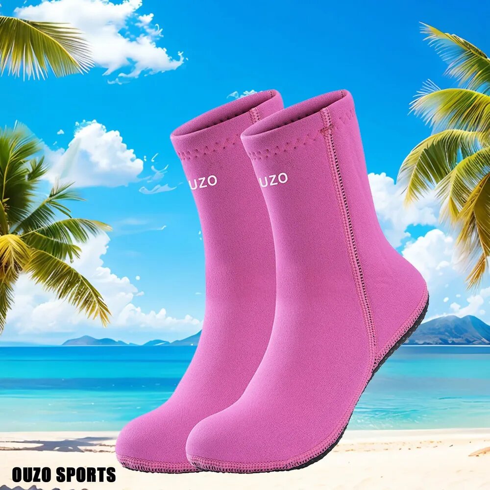 Водные носки OUZO SPORTS для плавания неопреновые 3 мм защита от солнца UPF 50+ розовые — фото 1