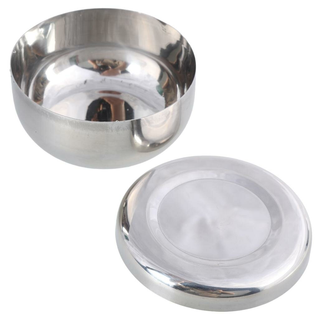 Серебряная миска для риса с крышкой, маленький
