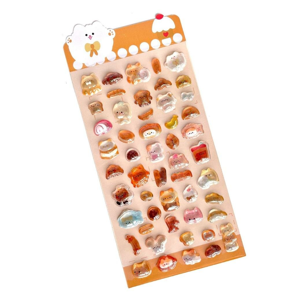 Блестящие наклейки с животными и транспортом для детей, апельсин. цвет