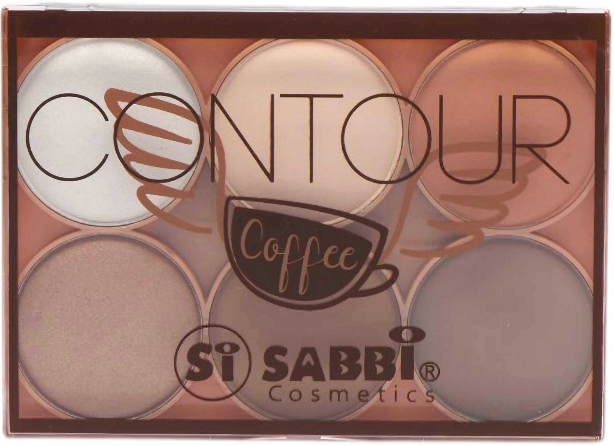 Палетка теней контуринг, скульптор, бронзер, хайлайтер для лица тон №01, 6 цветов.