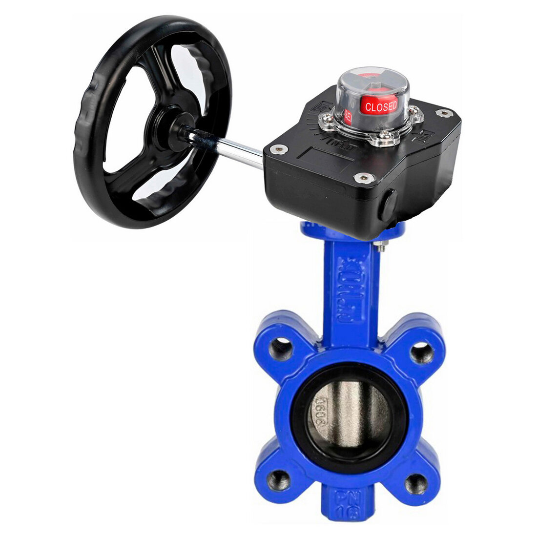 Затвор дисковый поворотный DN. ru QT450-304-EPDM-2W-Fb-H Ду100 Ру16 межфланцевый, корпус - чугун QT450, диск - чугун QT450, уплотнение - EPDM, с редуктором HGB-1 (опрессовано)