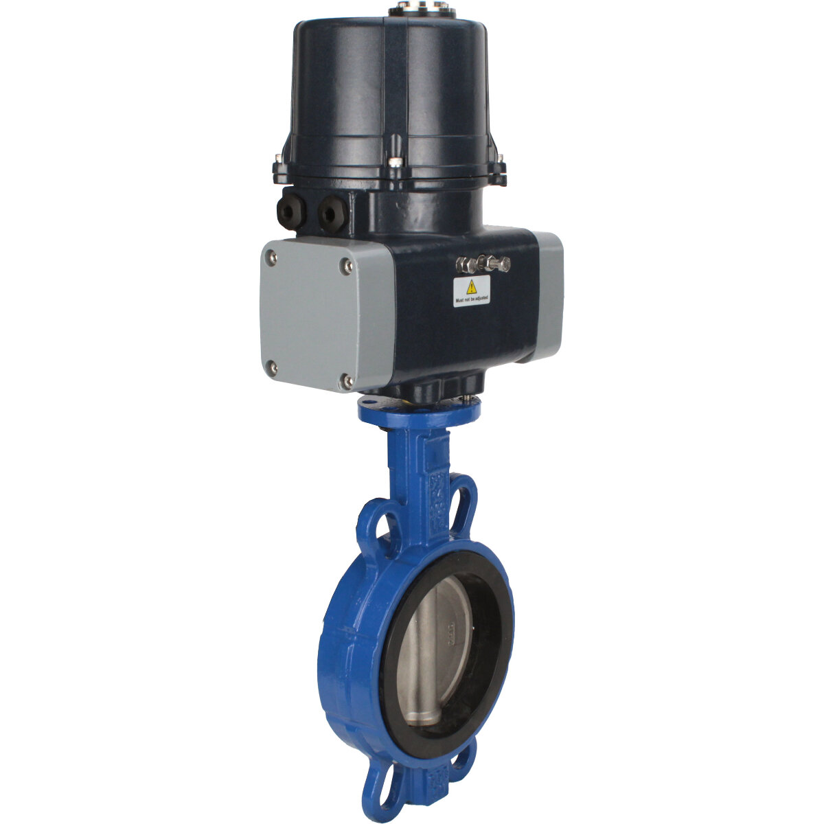 Затвор дисковый поворотный DN.ru WCB-316L-EPDM Ду100 Ру16, корпус - углеродистая сталь WCB, диск - нержавеющая сталь 316L, уплотнение - EPDM, с электроприводом DN. ru ЭПВП-014 220В с пружинным возвратом