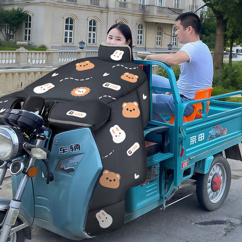 Ветрозащитный чехол для трехколесного электромобиля, зимняя версия с добавленным флисом и утолщением, водонепроницаемый и ветрозащитный чехол для электромотоциклов, зимняя модель для защиты от холода.