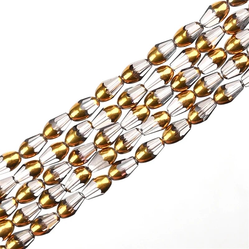 Золотые бусины-капли из австрийского стекла 4x6 мм 50 шт H3403