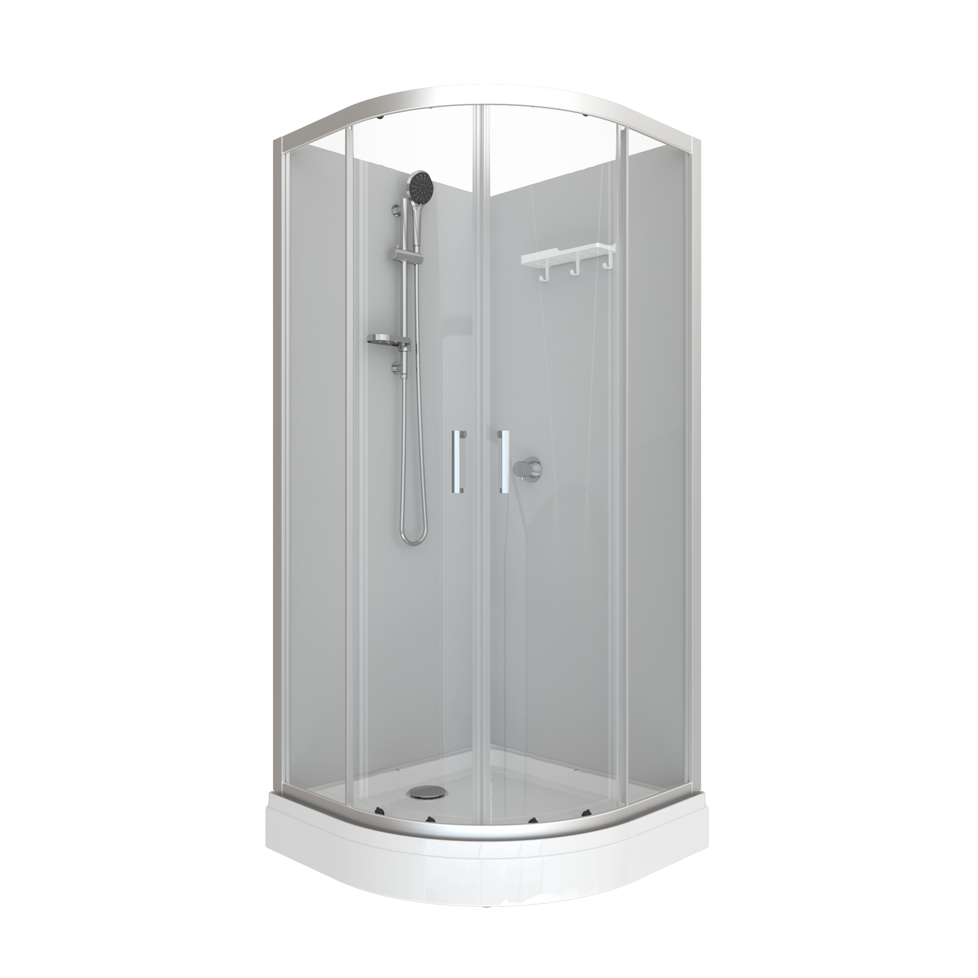 Душевая кабина Triton Прайм-Сатин 90х90А Без крыши, стекло - без рисунка, цвет профиля - сатин, 1/4круга (сифон D90)