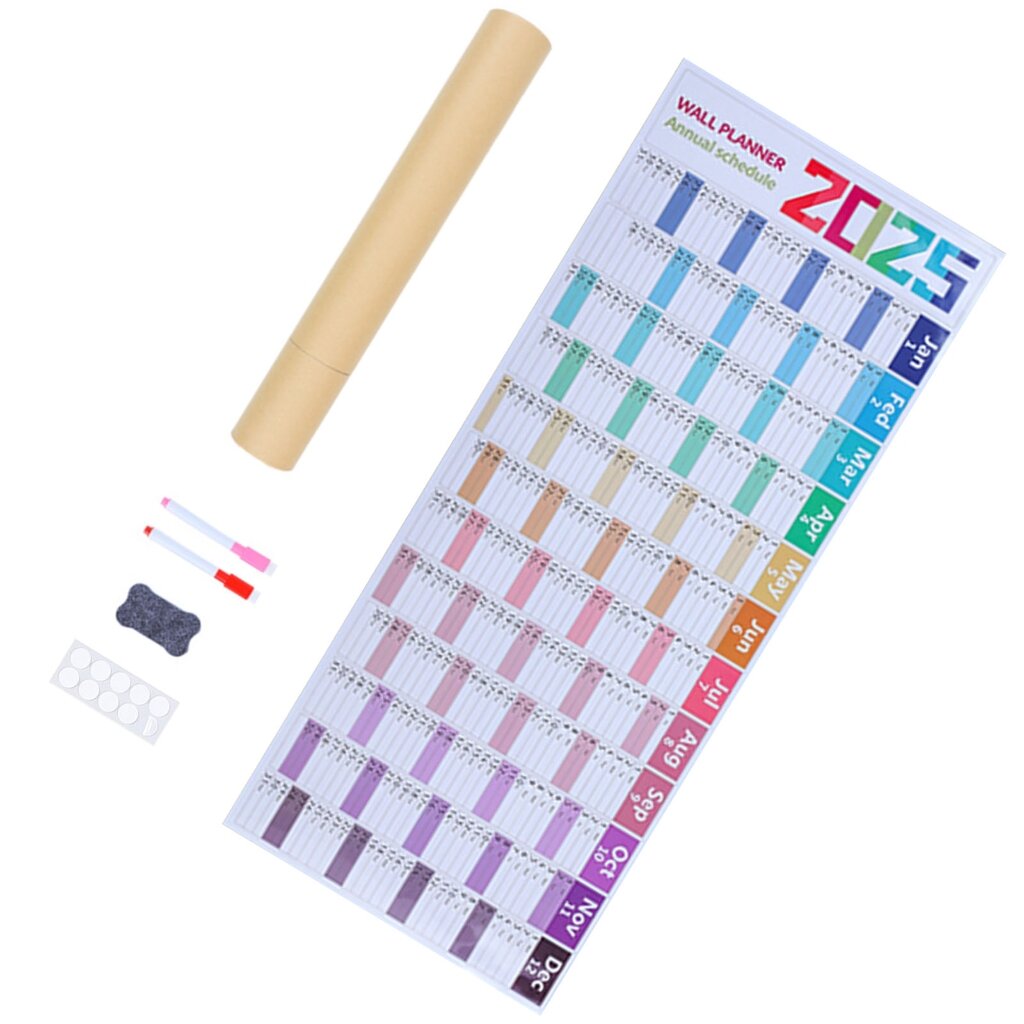 2025 Висящий календарный календарь Уравновешиваемый еженедельный планировщик Большой ежегодный для студентов и учителей