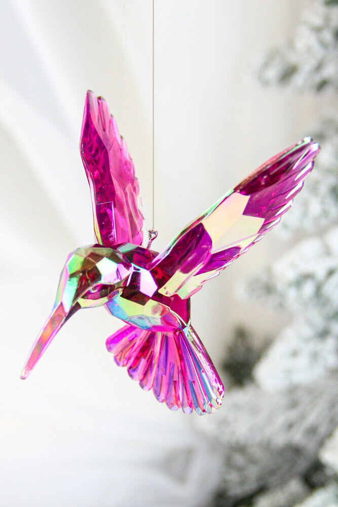 Ёлочная игрушка аметистовый колибри, акрил, 9 см, Kurts Adler ZCI24262
