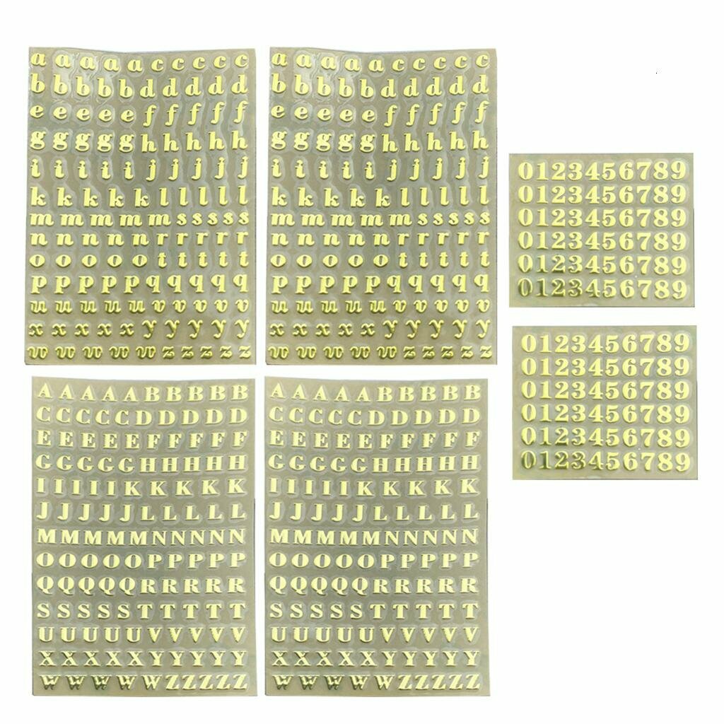 Наклейки с маленькими буквами эпоксидной смолы для поделок с детьми, Золотой 3 мм