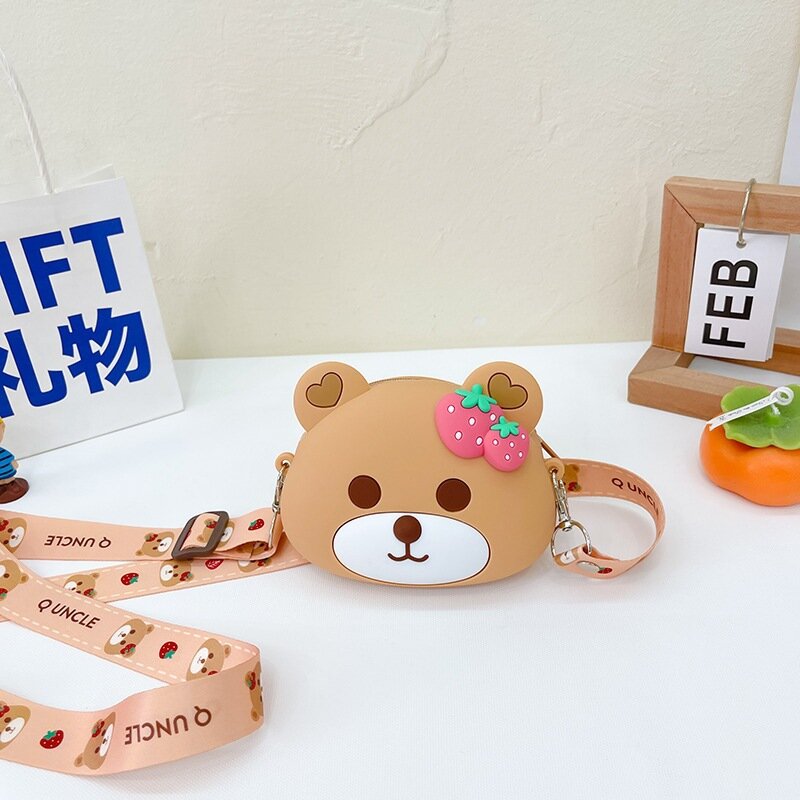 Новая детская сумка для девочек, милый мультяшный силиконовый мешок, кошелек в форме сердца, мини-сумка через плечо, повседневная сумка для хранения