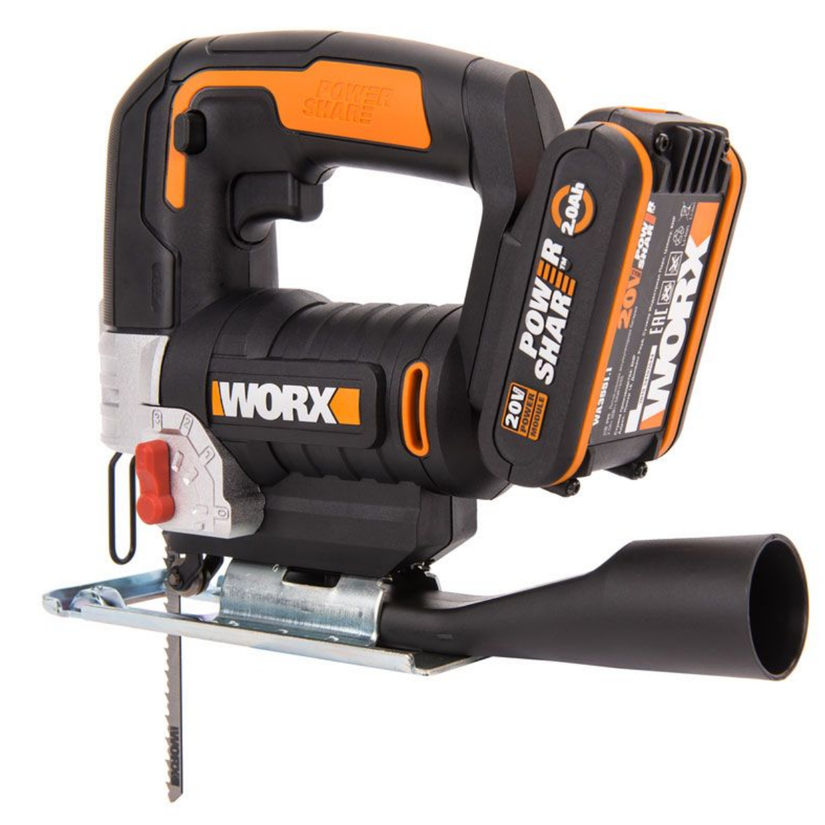 Лобзик аккумуляторный Worx WX543.9 черный/оранжевый, 20В, без АКБ и ЗУ