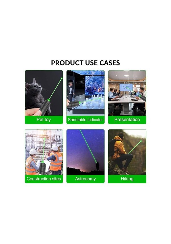 Мощная зеленая лазерная указка 710 с зарядкой через USB, радиус действия 2000 метров, алюминиевый корпус черного цвета