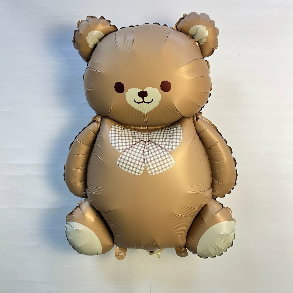 Фольгированная фигура с гелием - Мишка с бантом, Коричневый, Сатин (89 см)